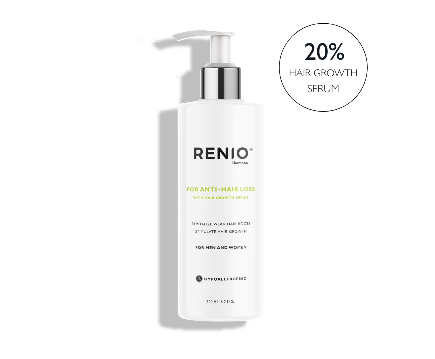 Renio Shampoo แชมพูผสมเซรั่มปลูกผม กระตุ้นผมขึ้นใหม่ หยุดผมร่วง